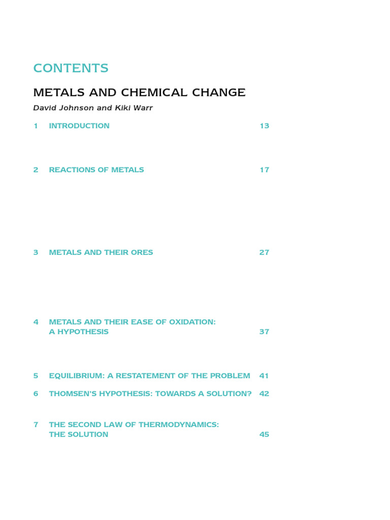 metals_chem_change_tc | PDF | Chemical Reactions | Entropy