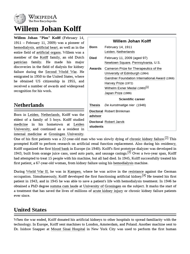 Willem_Johan_Kolff | PDF | Medical Specialties | Medicine