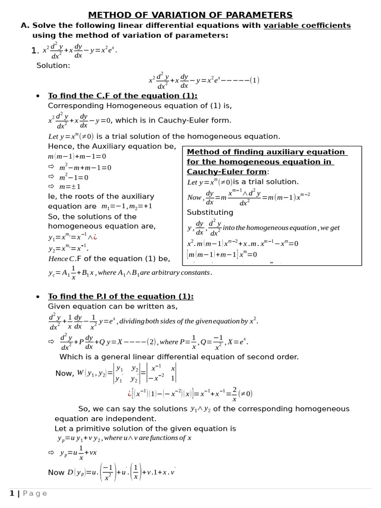 Method of Variation of Parameters | PDF | Mathematical Objects | Applied Mathematics