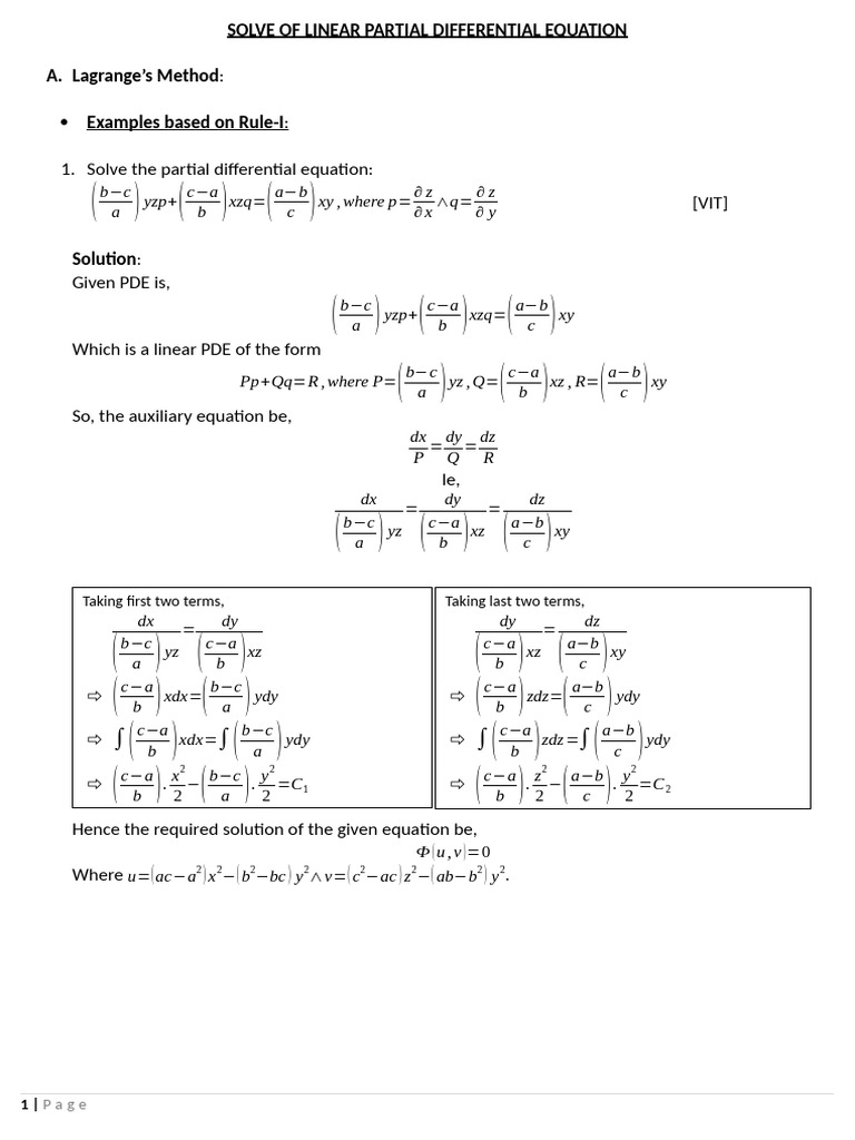 Solution of Linear Pde | PDF | Partial Differential Equation ...