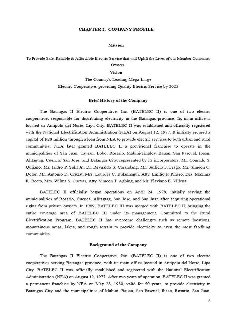 BATELEC II Company Overview and History | PDF