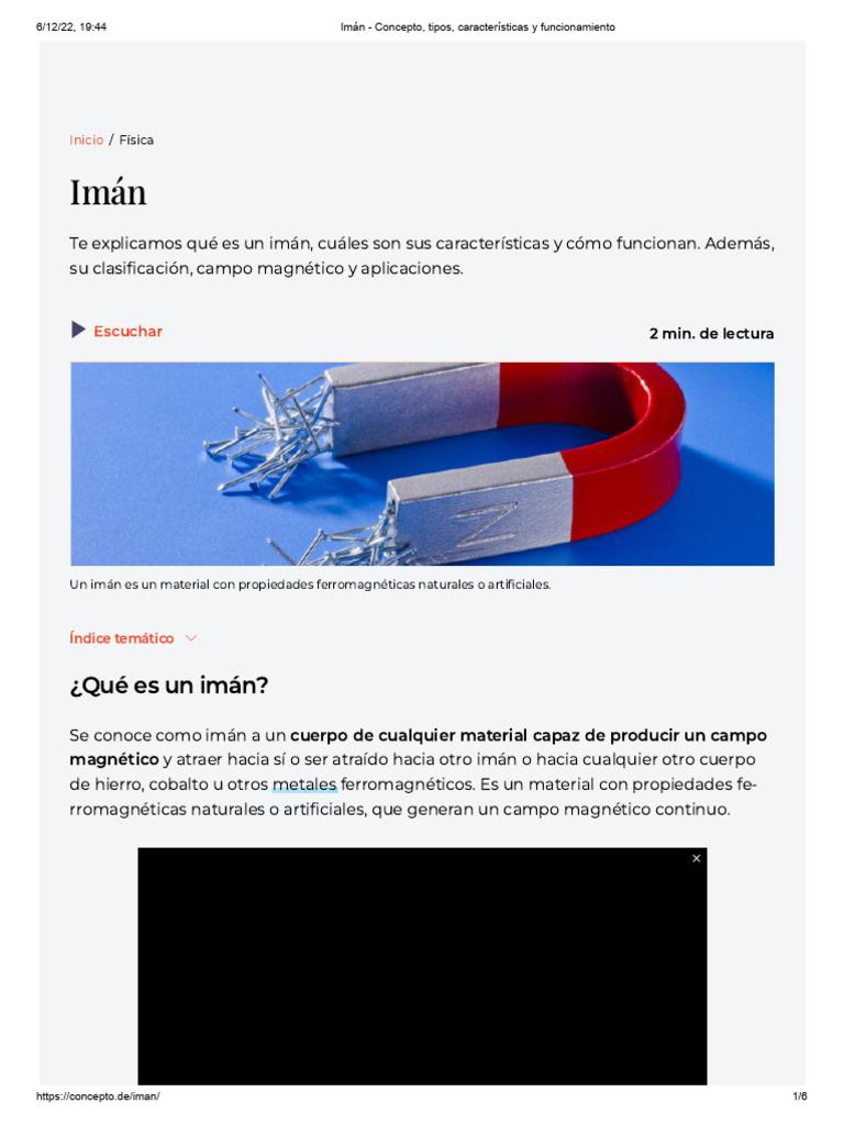 Definición y tipos de imanes | PDF | Imán | Magnetismo