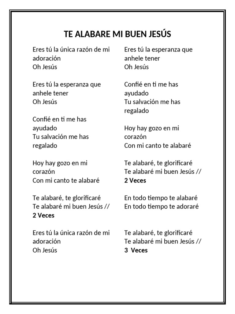 Te Alabare Mi Buen Jesús | PDF