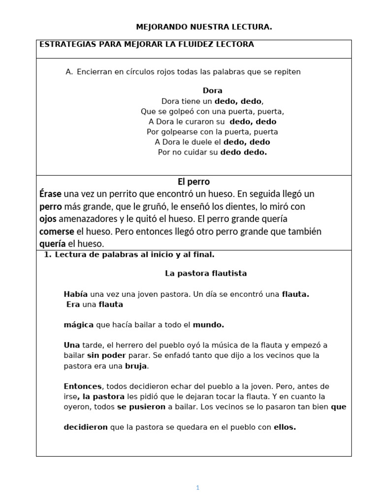 3.1.ejercicios de Fluidez 1° | PDF