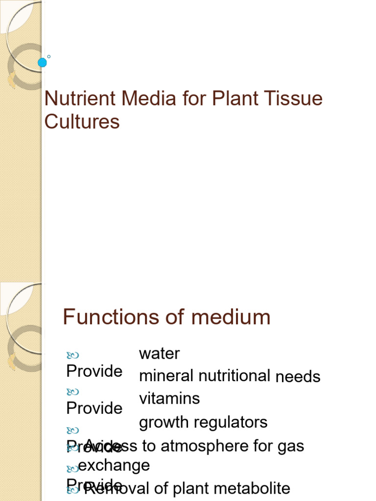 5 Tissue Culture Nutrient Media(1) | PDF | Plant Hormone | Plant Nutrition