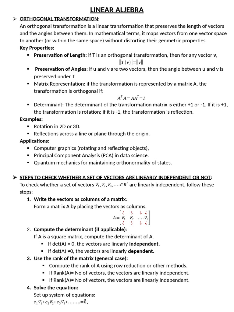 Linear Aljebra Notes by Manoj Agarwala | PDF | Mathematics | Algebra