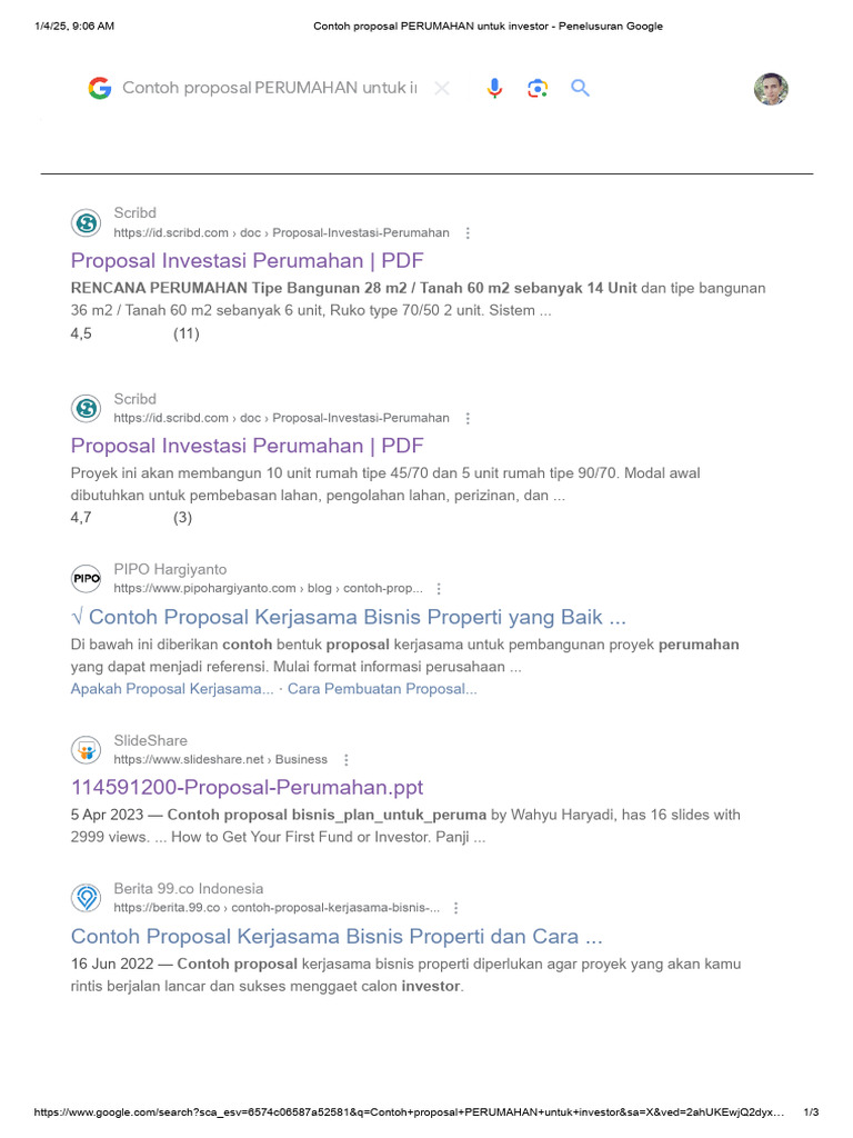 Proposal PERUMAHAN Untuk Investor | PDF