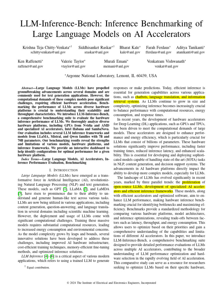 2024LLM Inference Bench ArXiv | PDF | Graphics Processing Unit | Artificial Intelligence