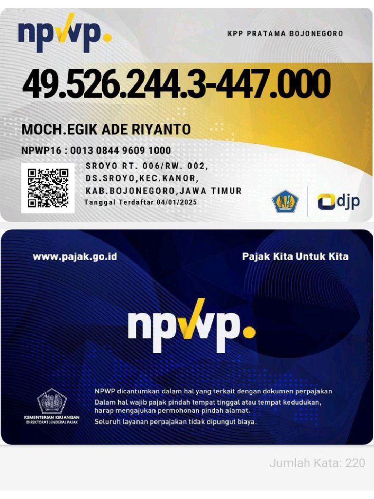 Moch - Egik Ade Riyanto - NPWP | PDF