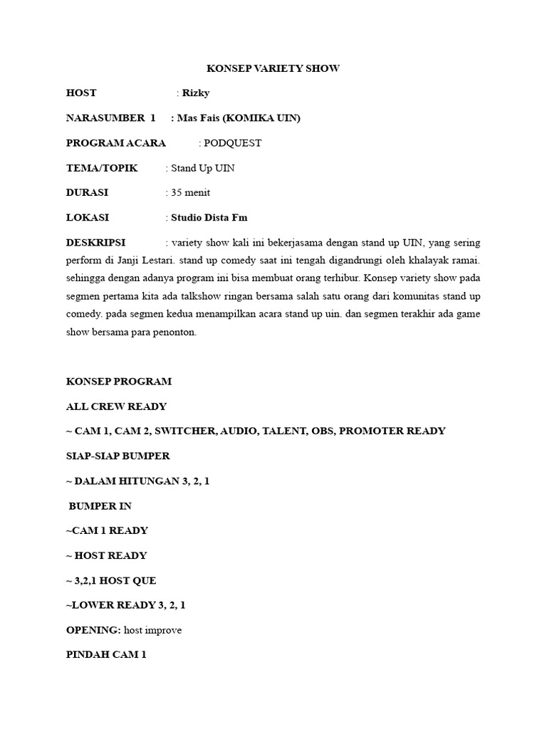 Konsep Variety Show | PDF