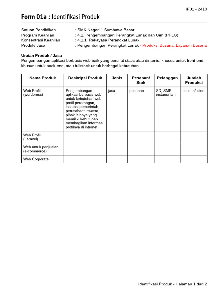 Form 01a - Identifikasi Produk-skema Sertifikasi-perencanaan Produk ...