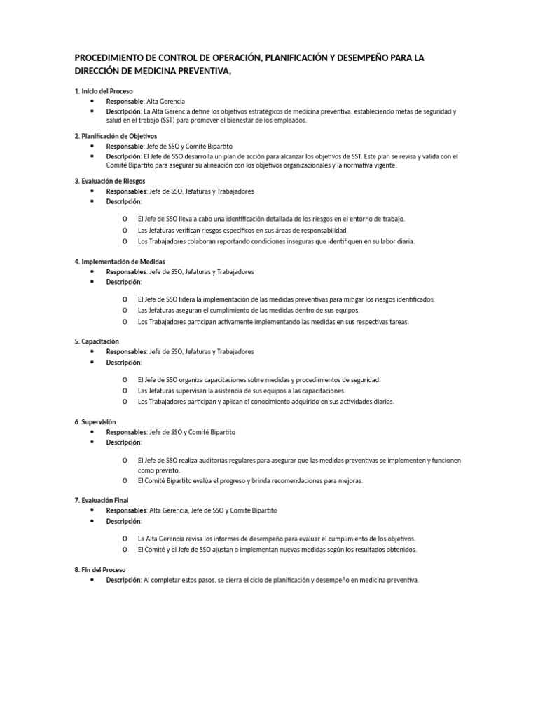 Procedimiento de Control de Operación | PDF | Planificación | Calidad ...