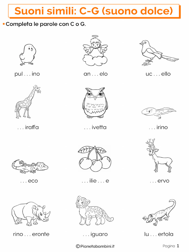 Schede Didattiche Suoni Simili C G Suono Dolce | PDF