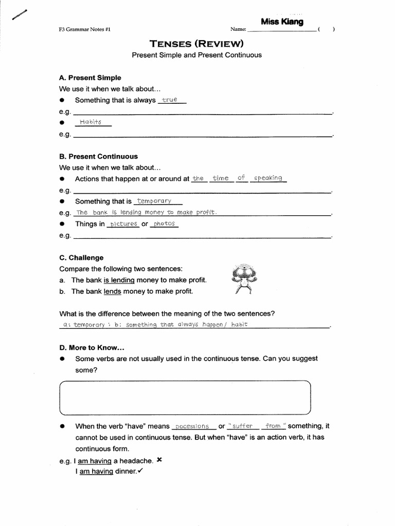 F3 - Tense Notes - Present and Present Continuous PDF | PDF