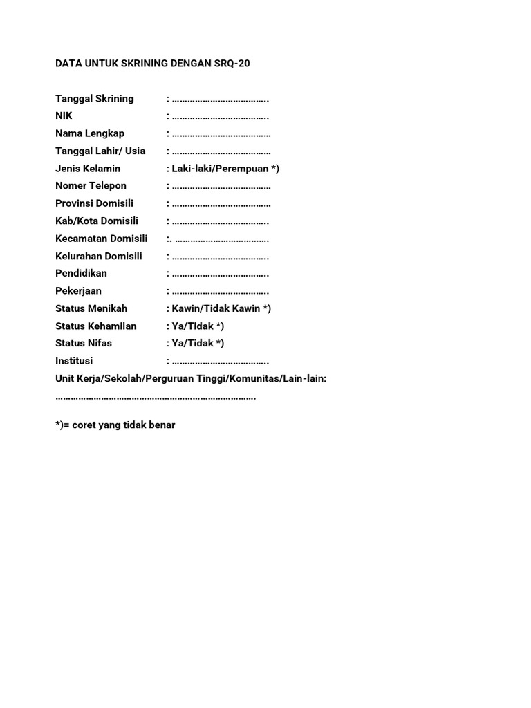 FORM SRQ-20 MANUAL(2) | PDF