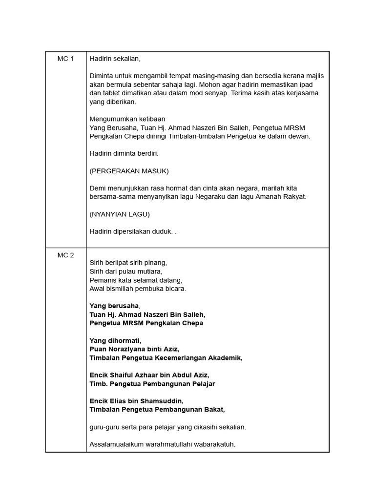 SKRIP Majlis Penutup Misra & MyGift T4 2023-1 | PDF