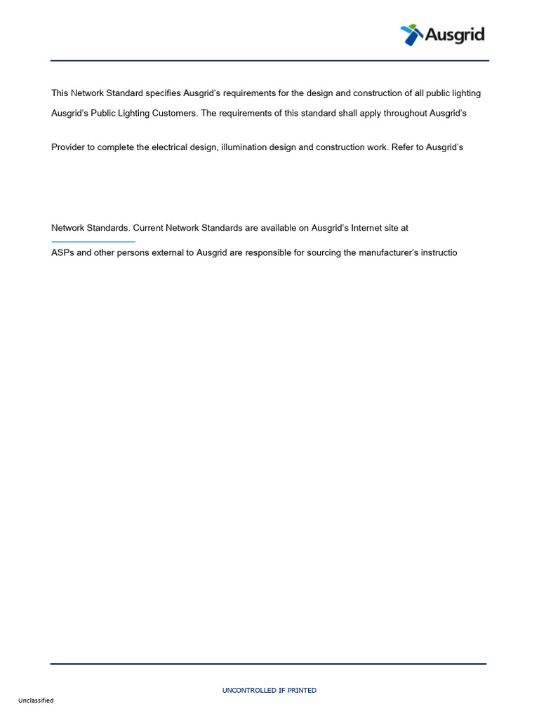 Standards Used in Ausgrid Lighting Designs | PDF | Mains Electricity ...