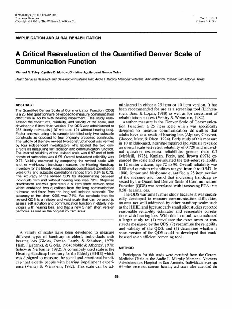 Denver Scale of Communication Function | PDF | Factor Analysis ...