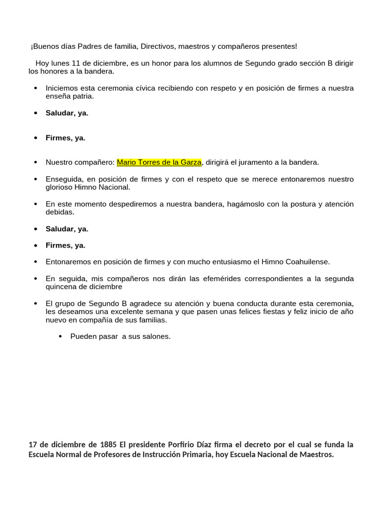 Saludo A La Bandera Segundo | PDF | México