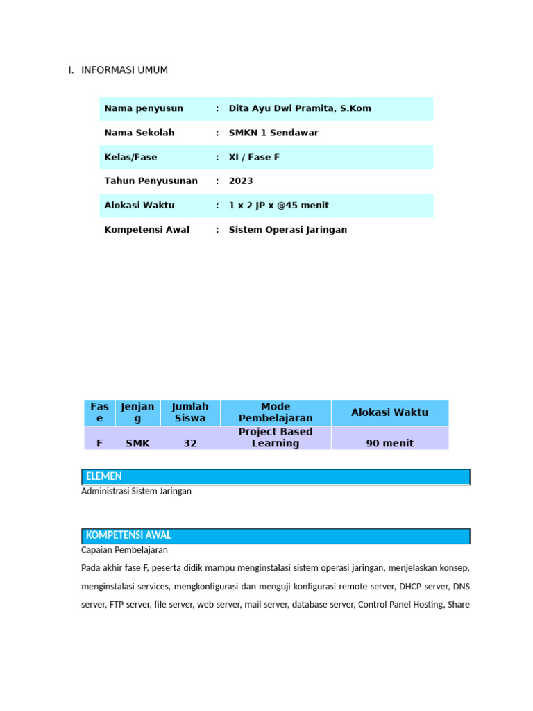 Modul Ajar Sistem Operasi Jaringan | PDF