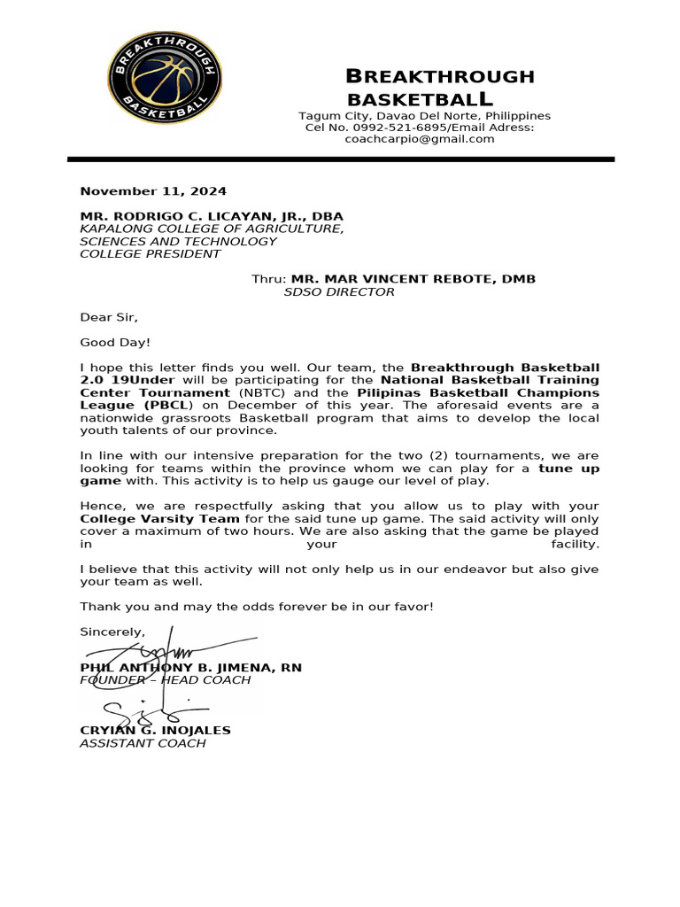 Letter To Kcast | PDF