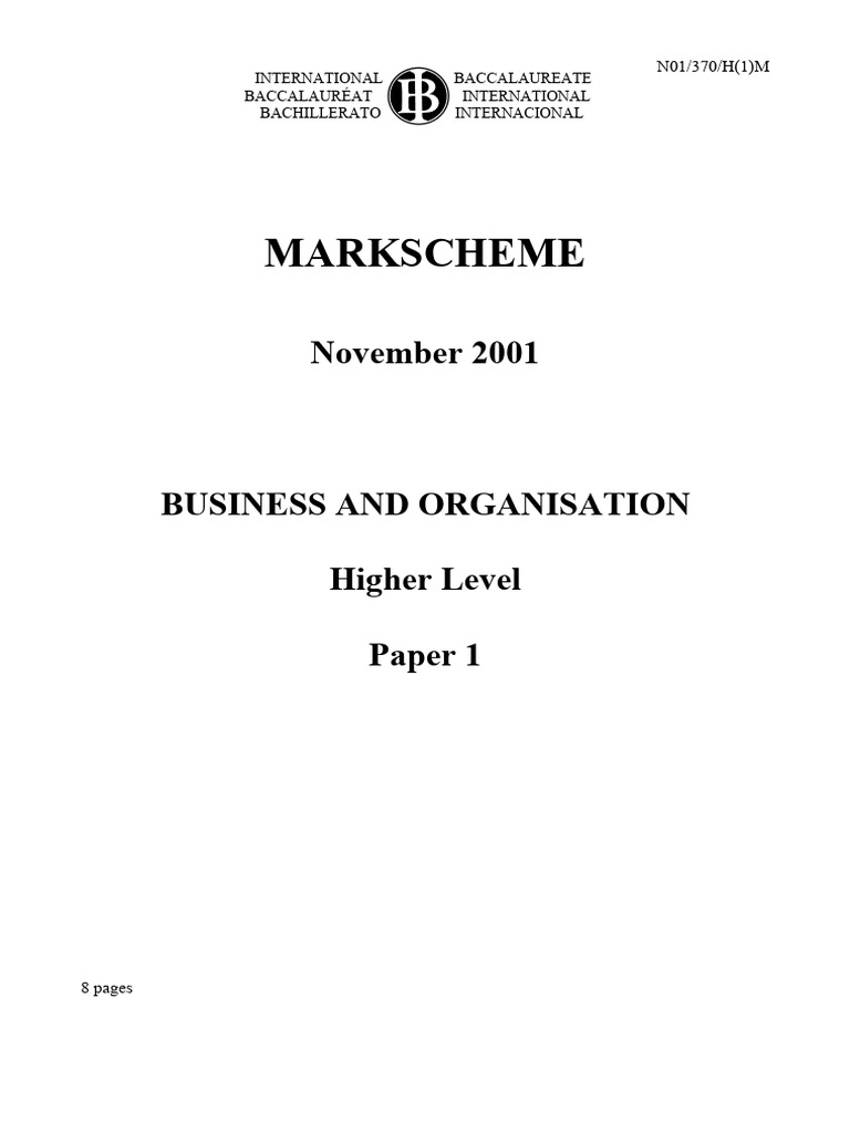 IB Business Exam Markscheme | PDF | Net Present Value | Present Value