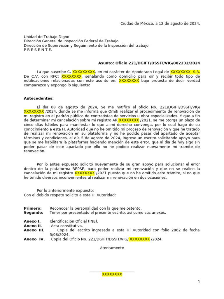 Escrito Ejemplo | PDF