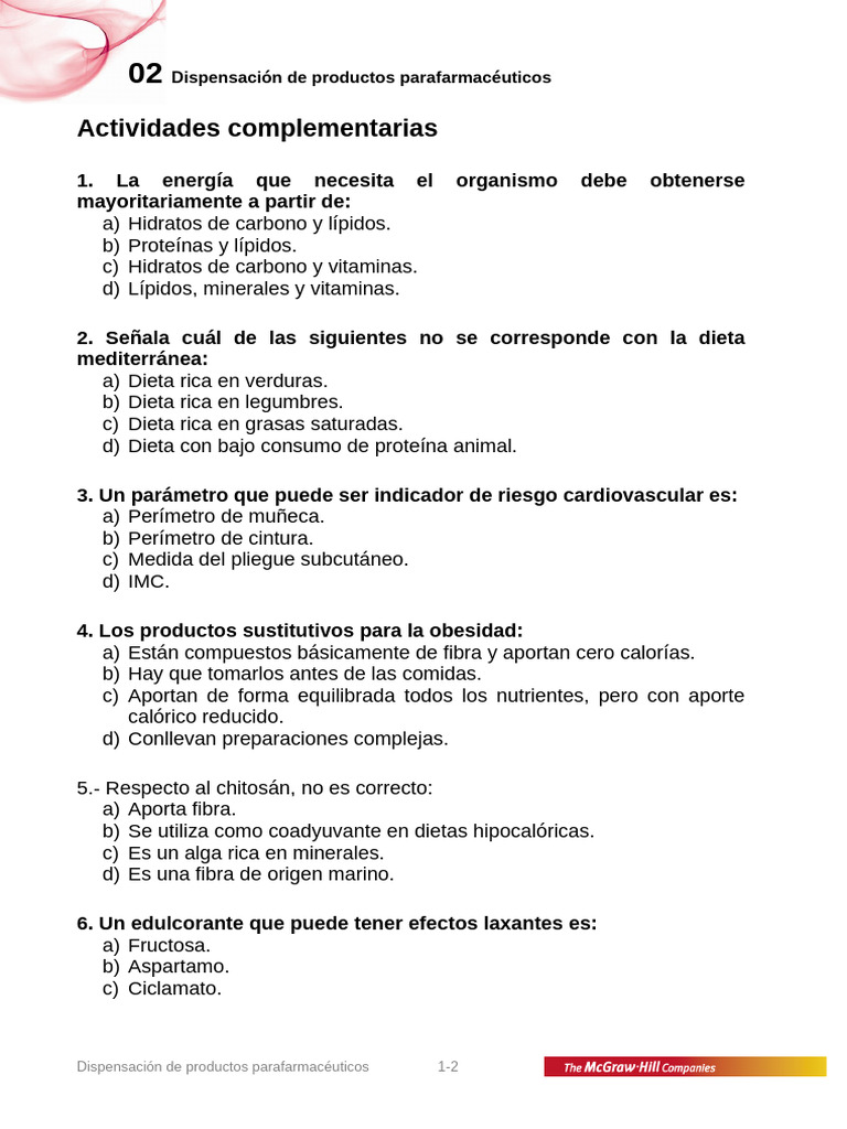 Actividades Complementarias 2 | PDF | Dieta | Lípido