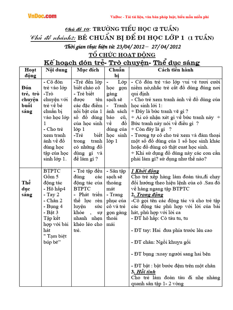 Giao An Cho Be Chuan Bi Vao Lop 1 | PDF