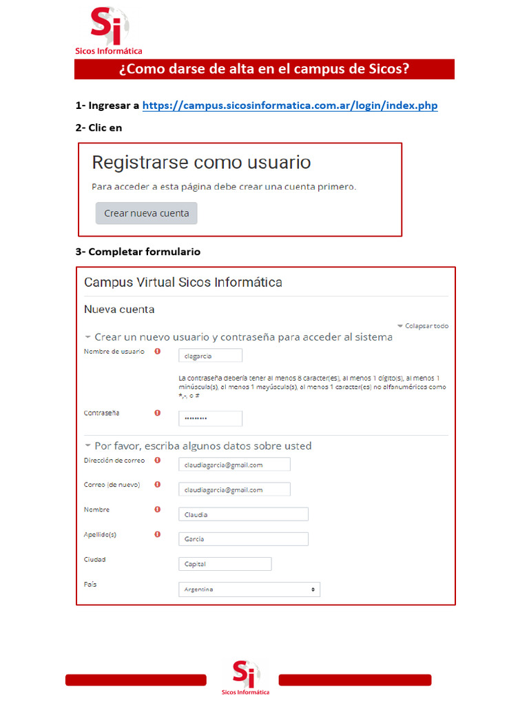 Como Darse de Alta en El Campus de Sicos | PDF
