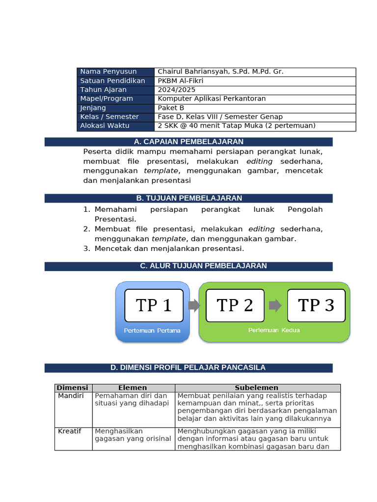 Contoh Modul Ajar 2 | PDF
