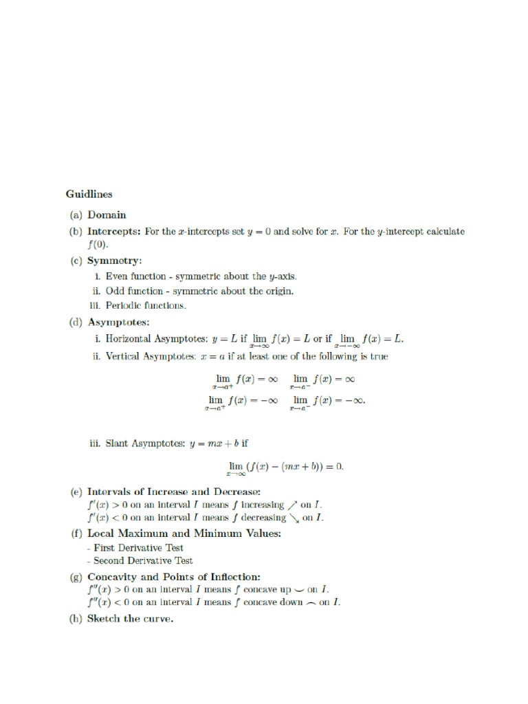 4.5 Summary of Curve Sketching | PDF | Asymptote | Differential Calculus