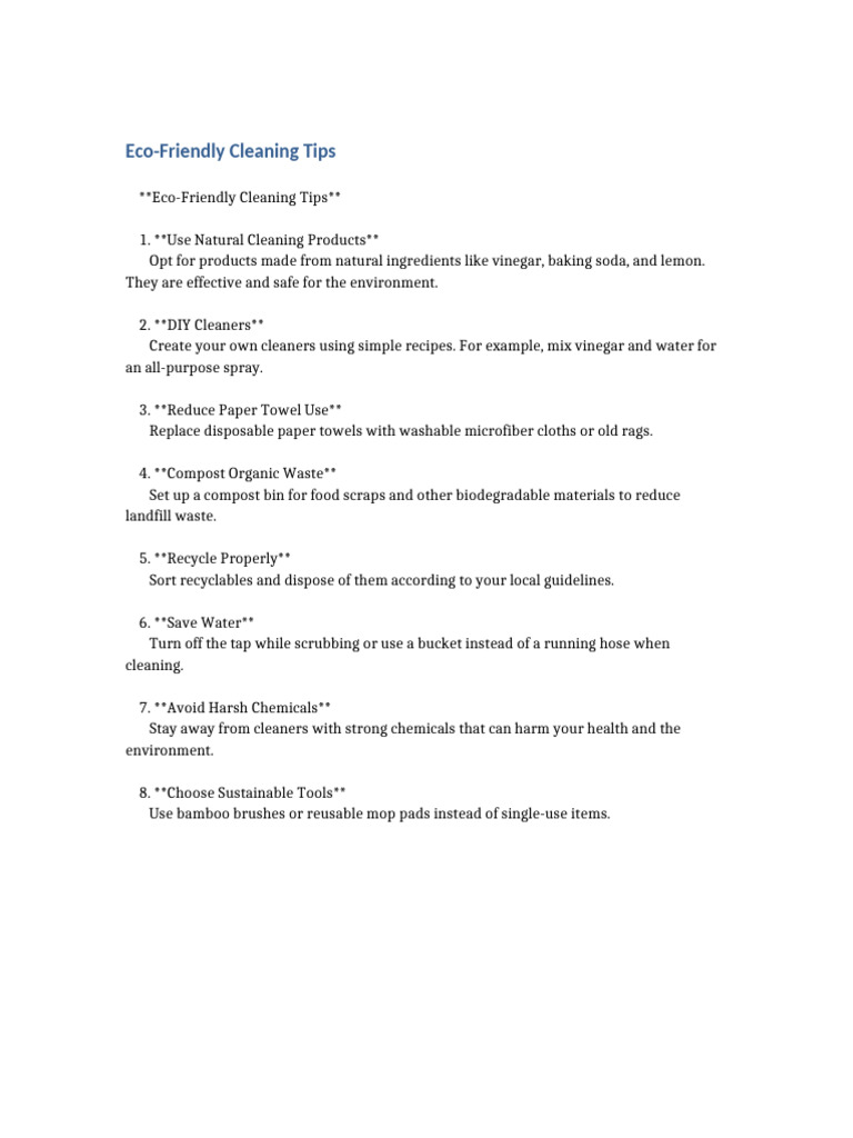 Eco-Friendly Cleaning Tips | PDF