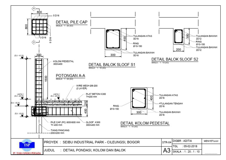 8.Detail Pile Cap, Kolom, Dan Balok | PDF