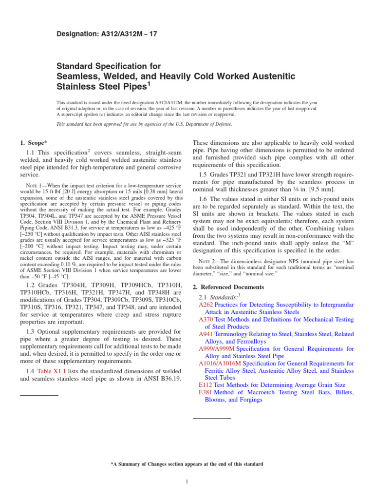 ASTM - 312 - 312M-17 - Standard Specification For Seamless, Welded, and ...