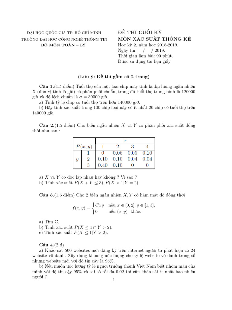 De Thi Cuoi Ky -On Tap | PDF