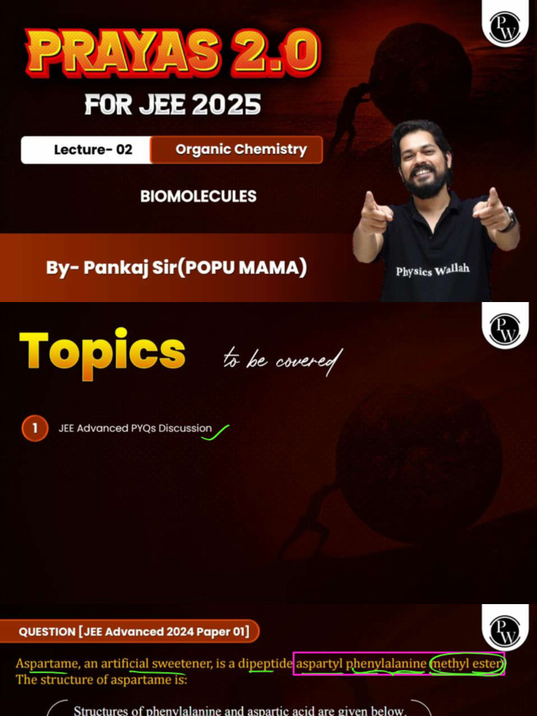 Biomolecules 02 - Class Notes - Prayas JEE 2.0 2025 | PDF