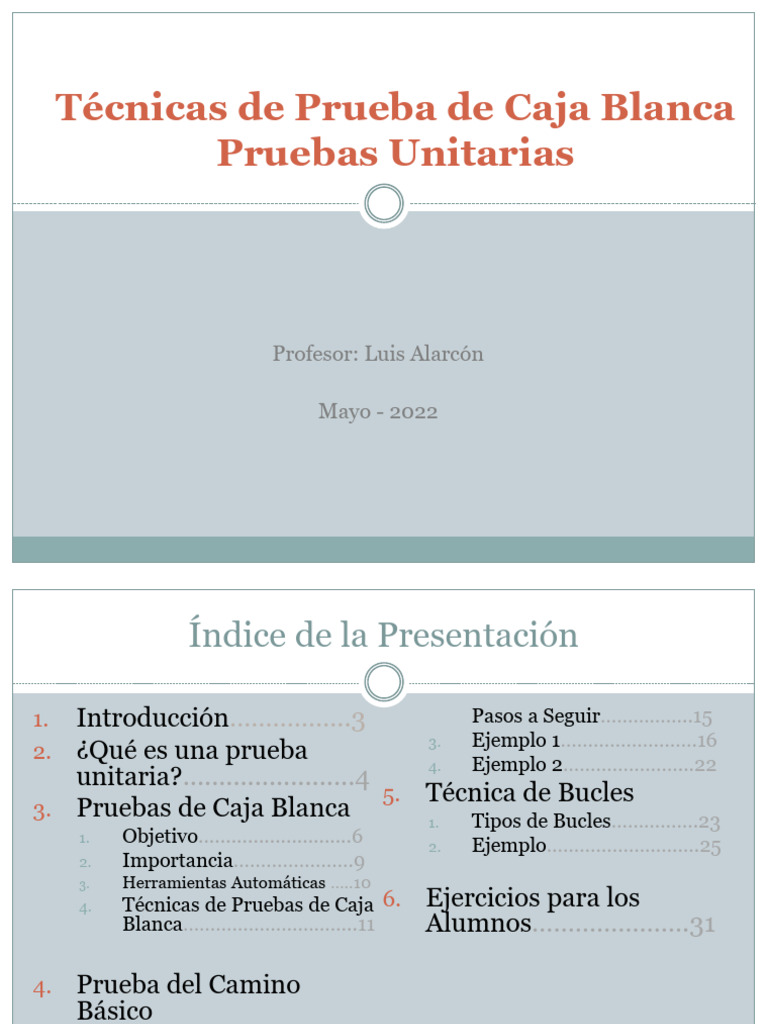 CLASE-4-Pruebas-Unitarias-TecnicasCajaBlanca | PDF | Programa de ...