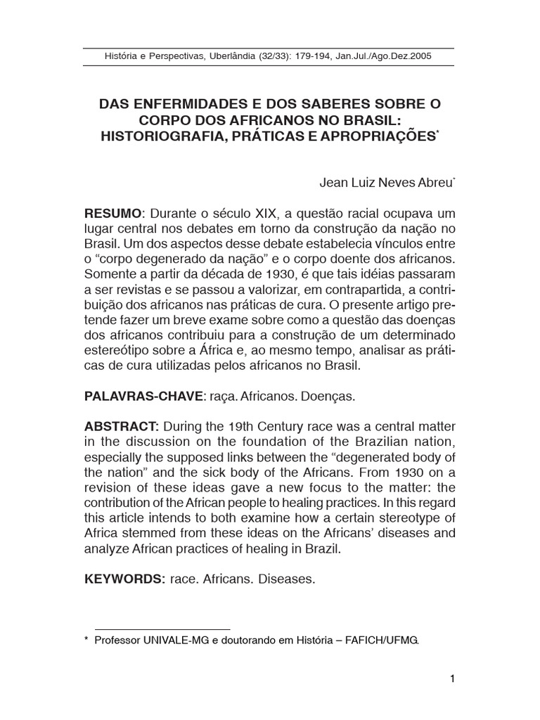 aula3 Das_enfermidades_e_dos_saberes_sobre_o_c | PDF | Brasil | Escravidão