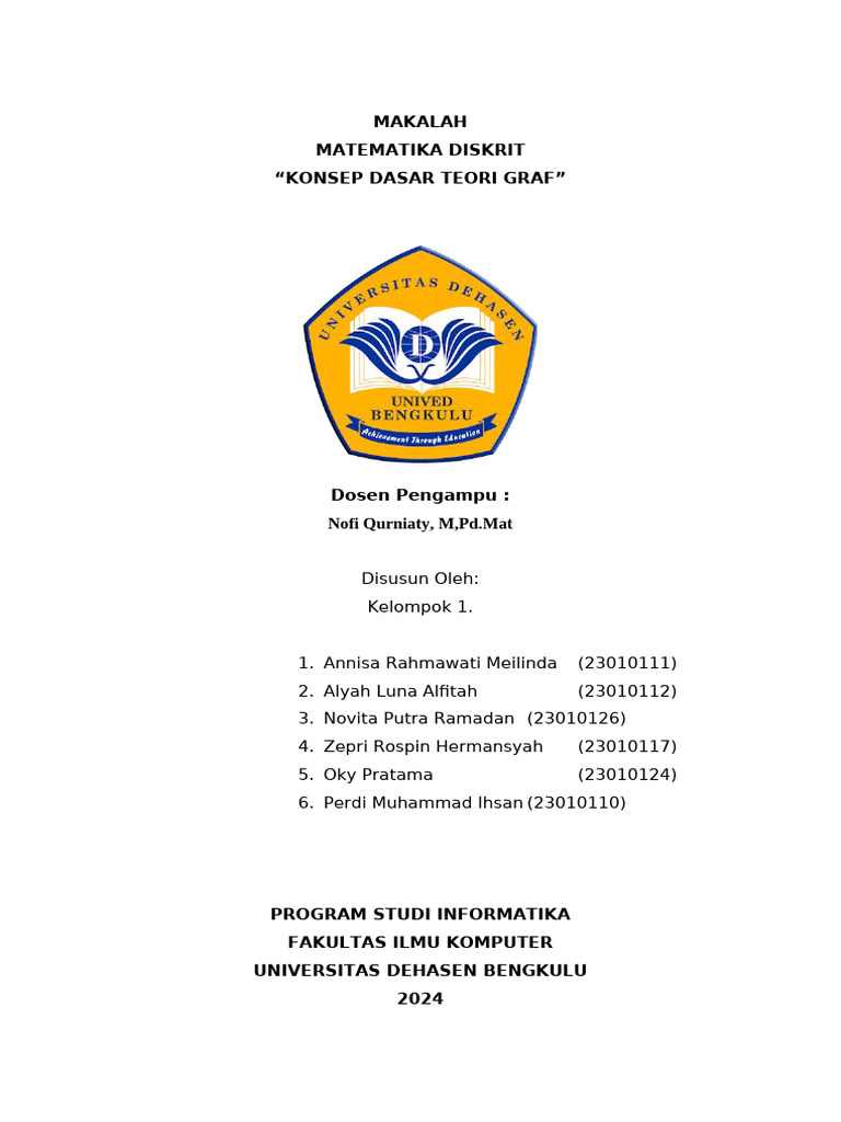 Makalah MATDIS Teori Graf_Kelompok 1 | PDF