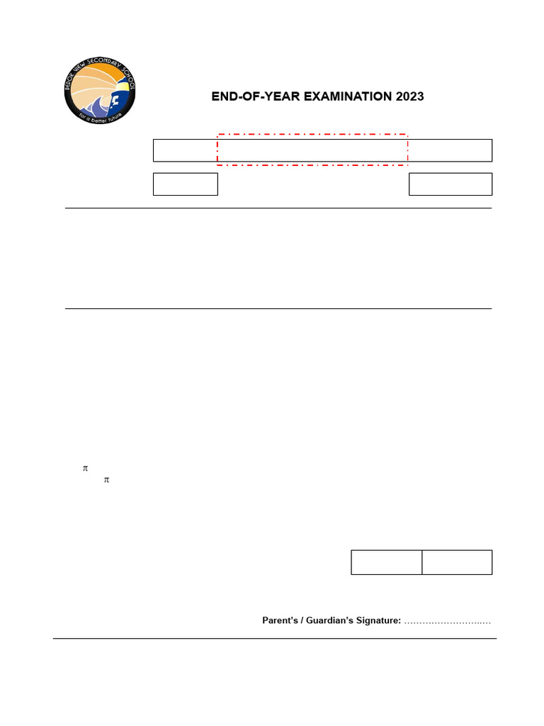 2023 Eoy 3e Math p1 Ms | PDF | Area | Triangle