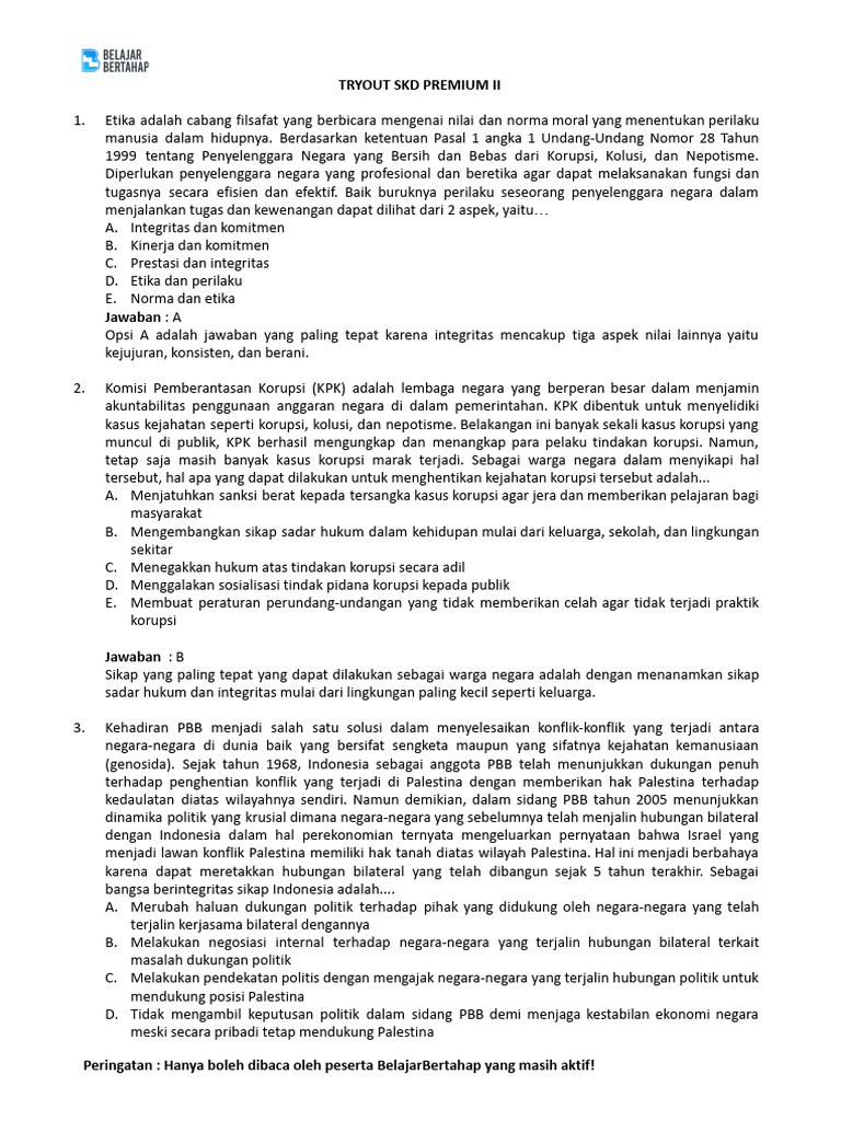 Tryout SKD Premium II | PDF