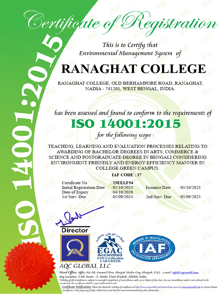 Soft Copy Ranaghat College 14001 (2) | PDF
