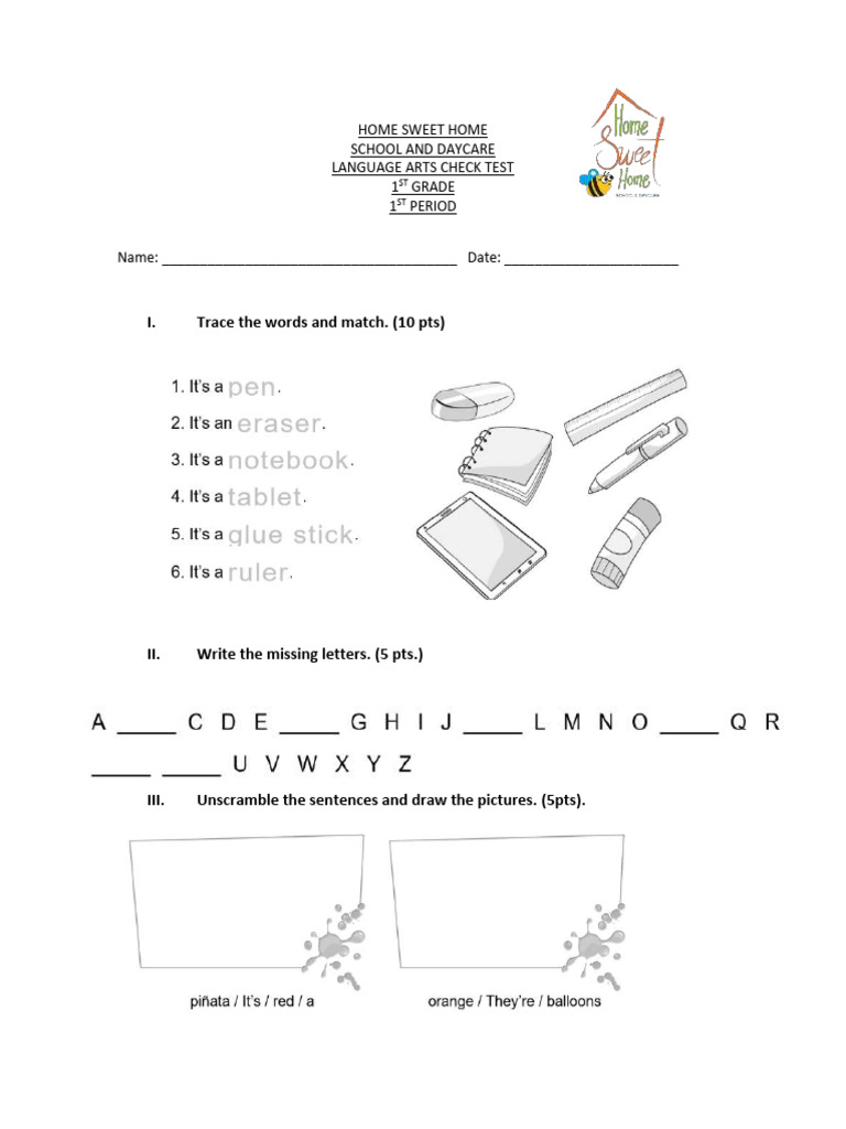 Language Arts Check Test | PDF