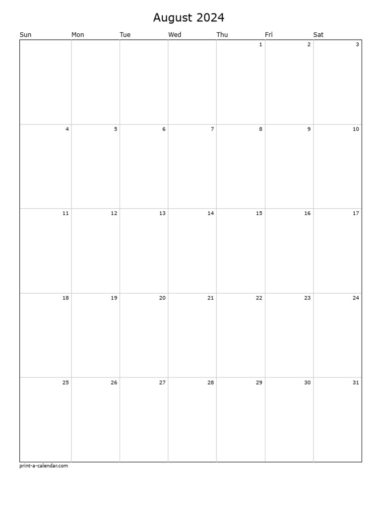 August 2024 Printable Calendar | PDF