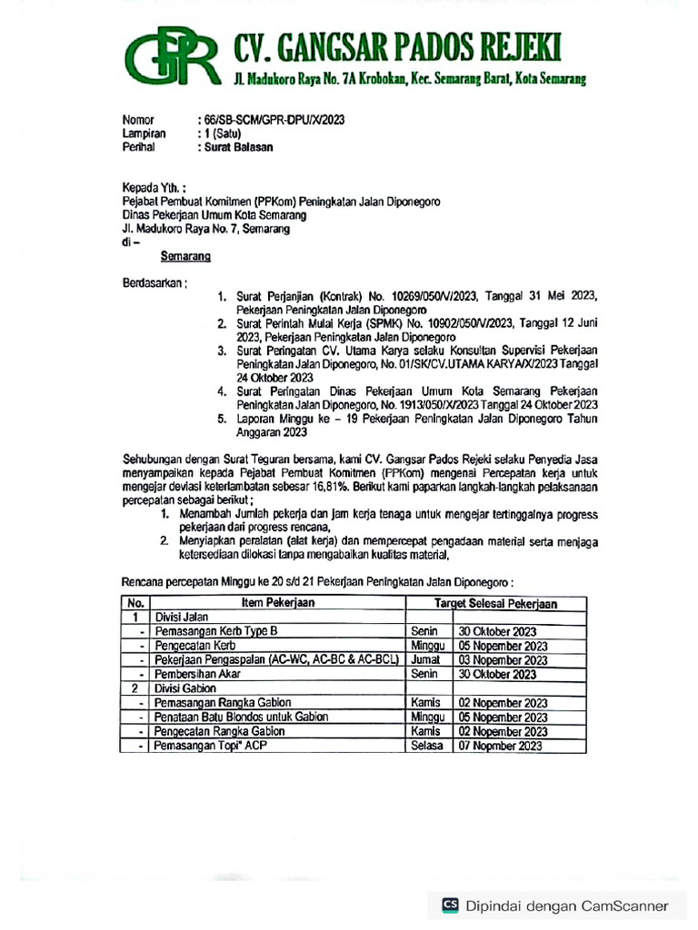 Surat Balasan SCM-GPR | PDF