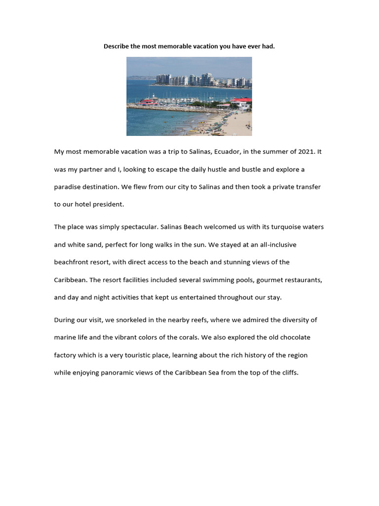Memorable Vacation in Salinas, Ecuador | PDF