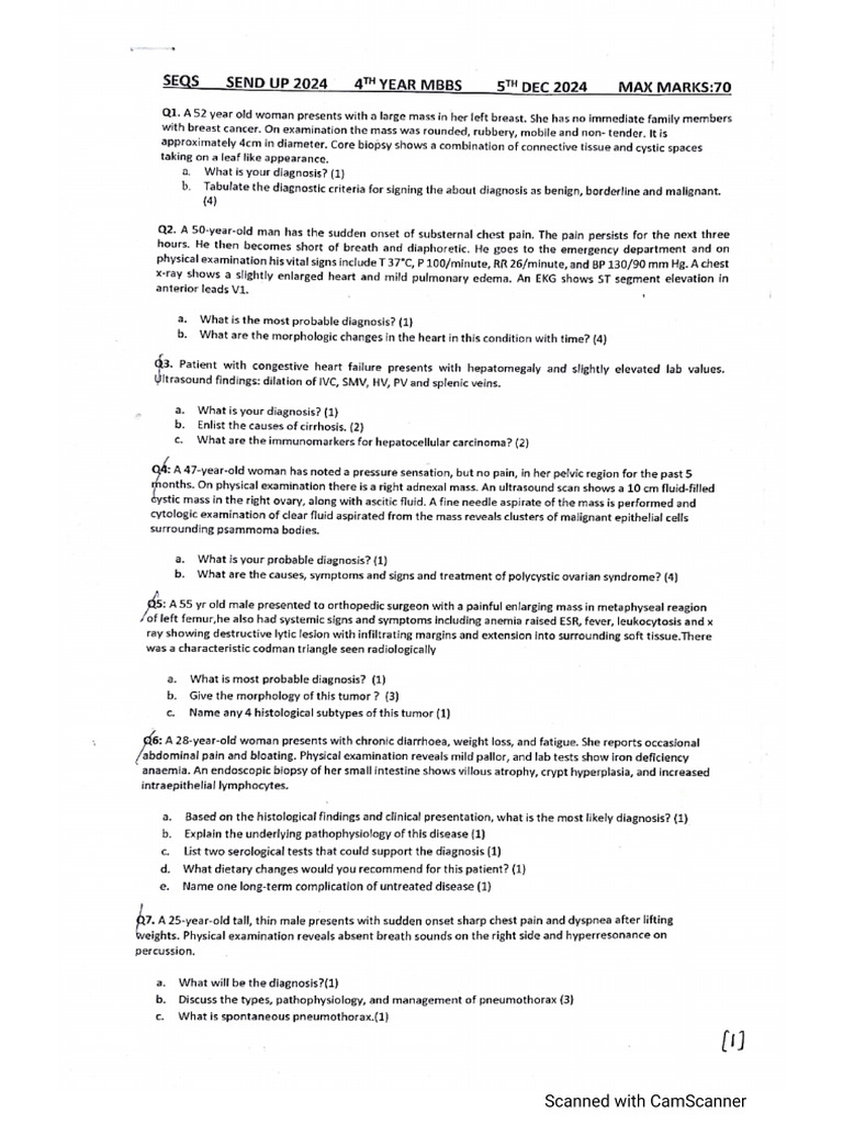 Pathology Sendup Exam 2024 AIMC | PDF