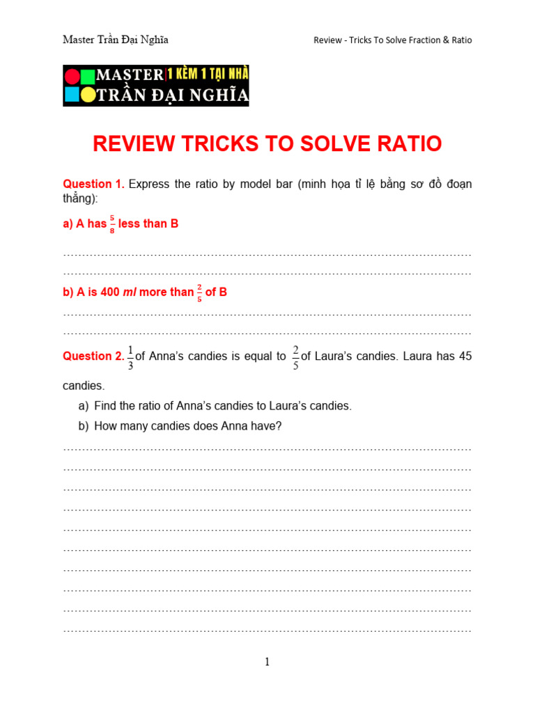 Review 06 - Tricks To Solve Fraction.n.Ratio | PDF