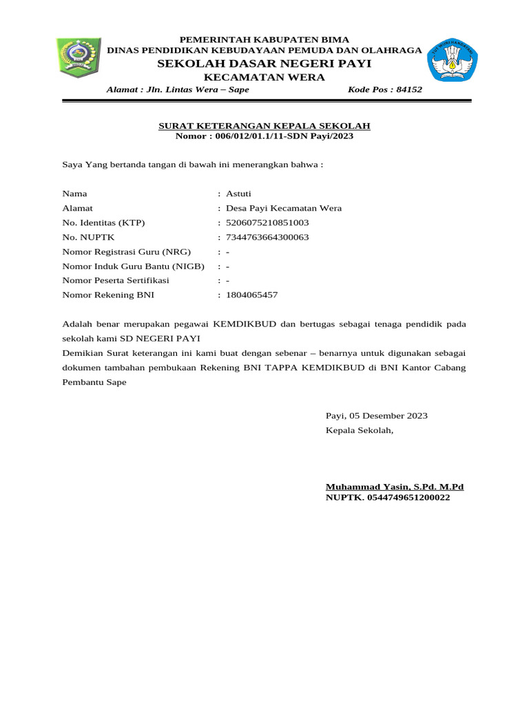 Surat Keterangan Wera | PDF